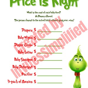 Grinch Baby Shower Games Bundle- INSTANT DOWNLOAD - Canva Editable ...