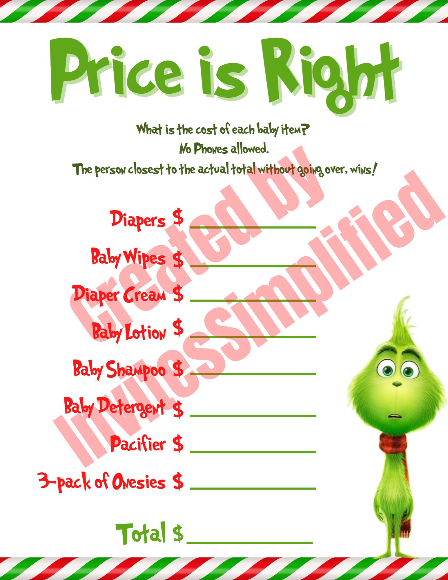 Grinch Baby Shower Games Bundle INSTANT DOWNLOAD Canva - Etsy Canada