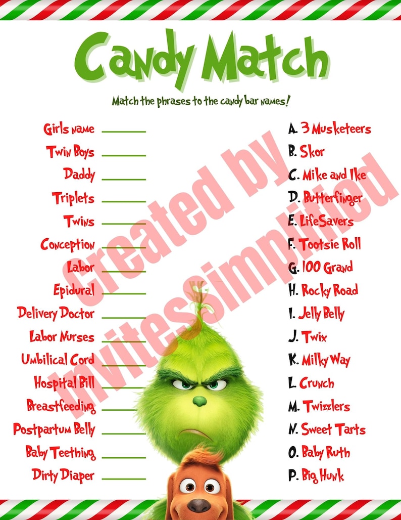 Grinch Baby Shower Games Bundle, Canva Editable Template, Grinchmas 5 ...