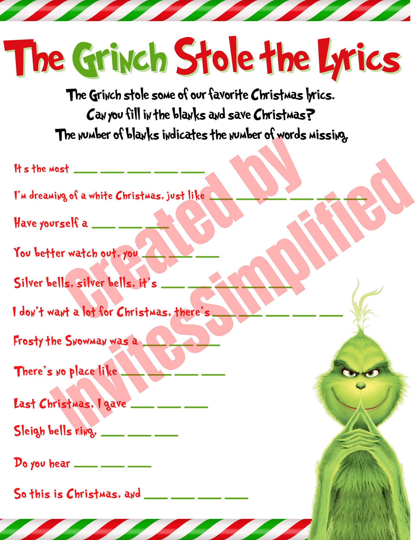 Grinch Game, Grinchmas Games, Christmas Party Games, How the Grinch ...