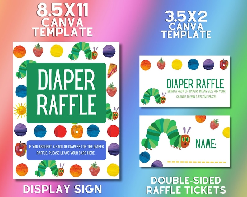 Hungry Caterpillar Baby Shower, Bundle Invitation Set, Canva Editable ...