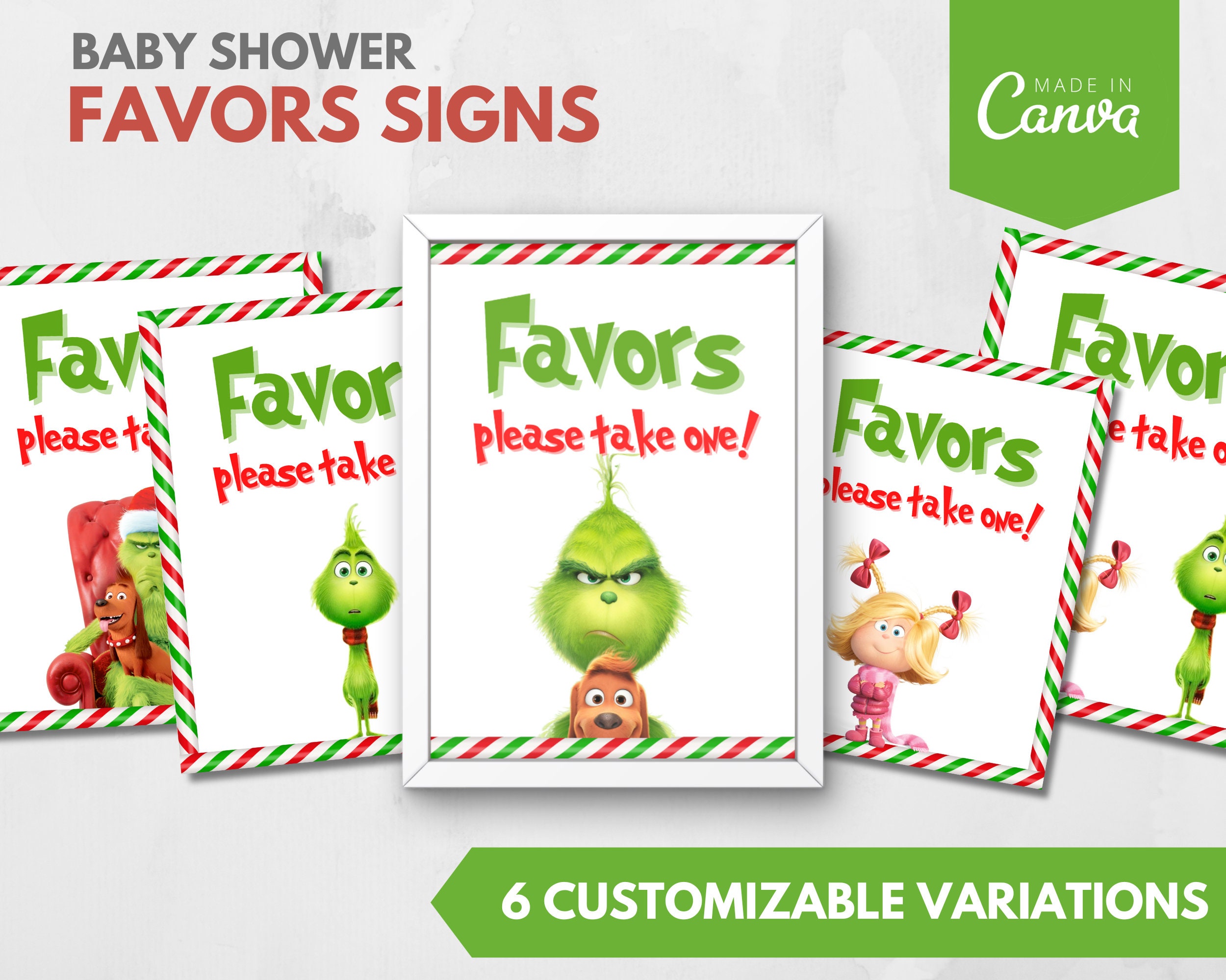 Grinch Baby Shower Favors Table Sign | Grinchmas Baby Shower Decor ...