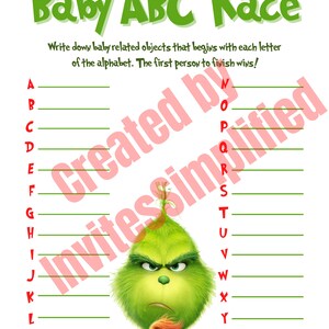 Grinch Baby Shower Games Bundle- INSTANT DOWNLOAD - Canva Editable ...