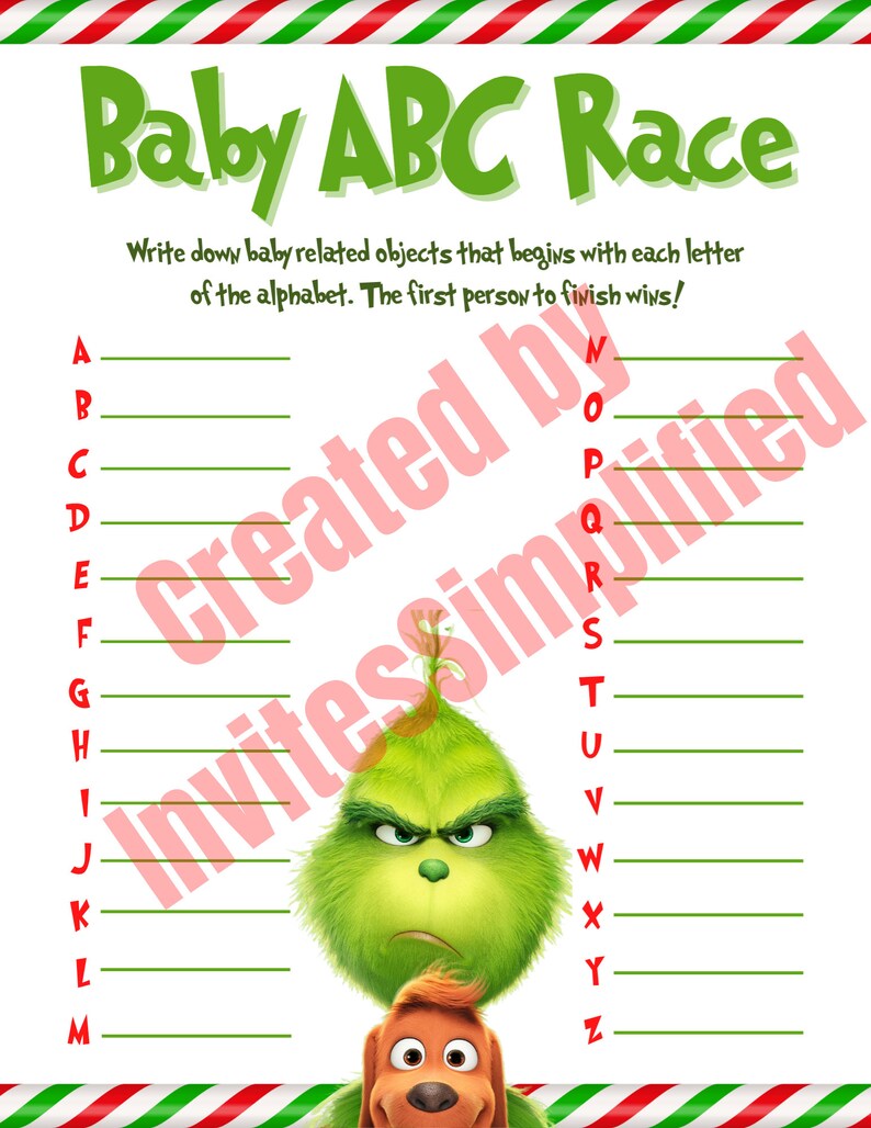 Grinch Baby Shower Games Bundle- INSTANT DOWNLOAD - Canva Editable ...
