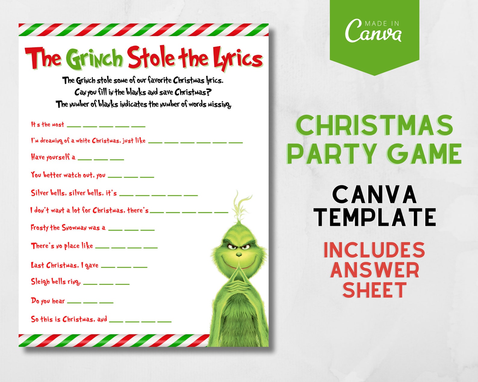 Grinch Game, Grinchmas Games, Christmas Party Games, How the Grinch ...
