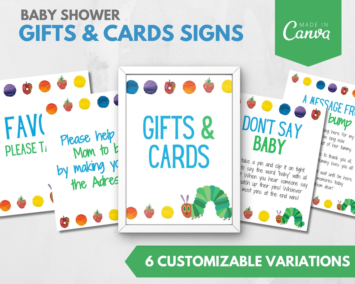 Hungry Caterpillar Baby Shower Signs | Baby Shower Decor | Printable ...