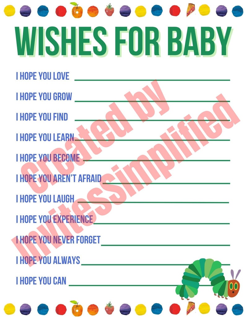 Hungry Caterpillar Baby Shower Game Bundle, Canva Editable Template ...