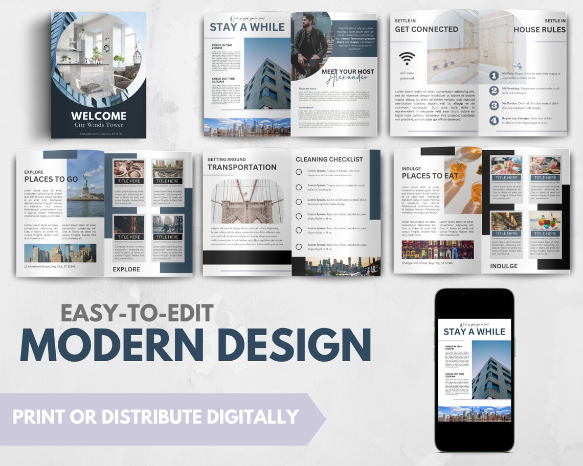 Modern Welcome Book Minimalist Welcome Guestbook Airbnb House Manual ...