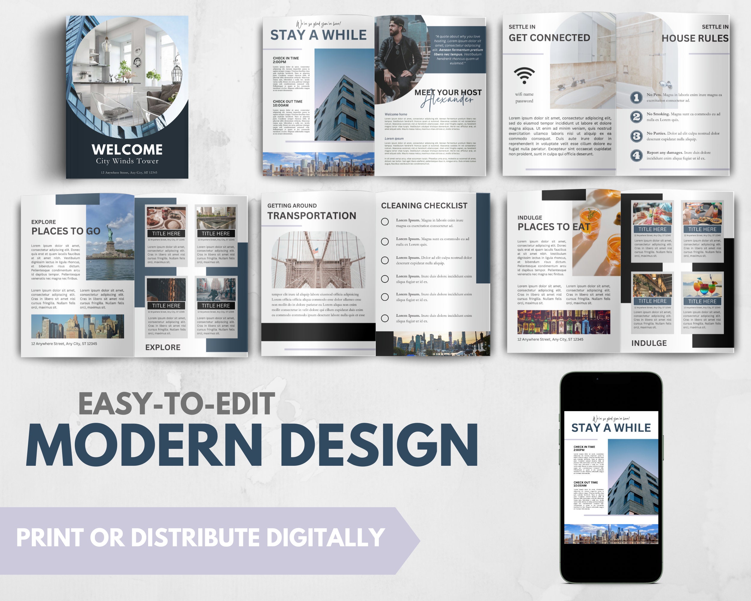 Modern Welcome Book Minimalist Welcome Guestbook Airbnb House Manual ...