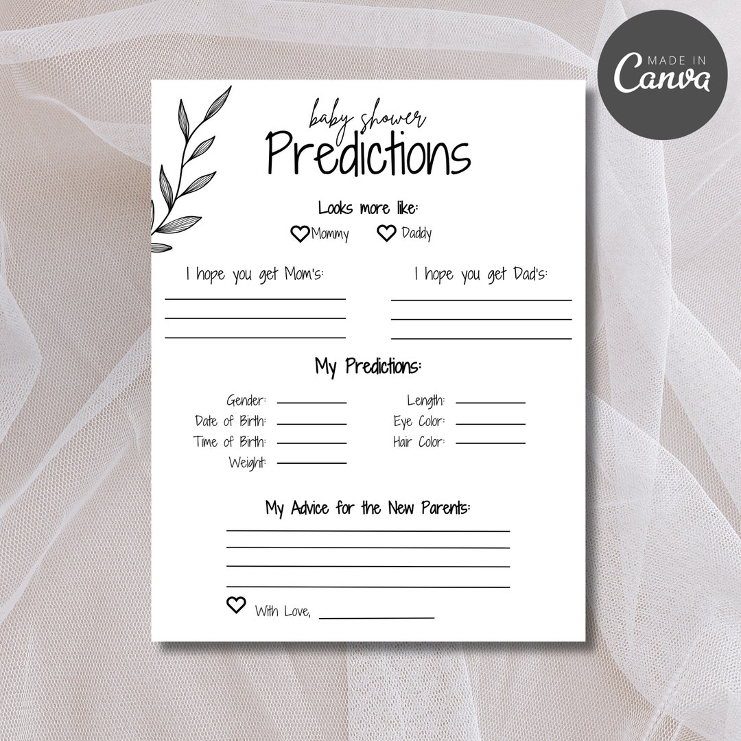 Baby Shower Game Predictions | Baby Shower Games Printable ...