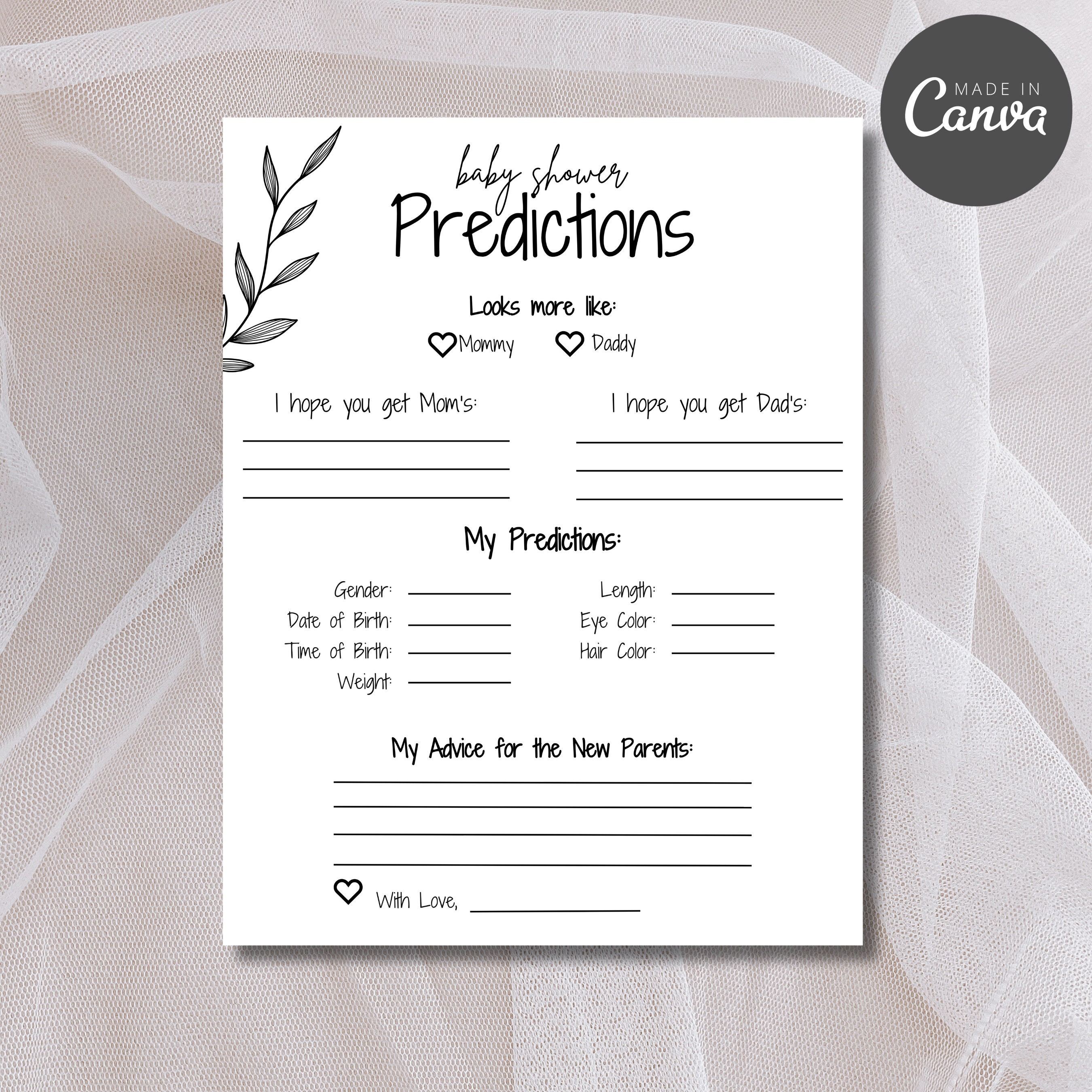 Baby Shower Game Predictions Baby Shower Games Printable Predictions ...