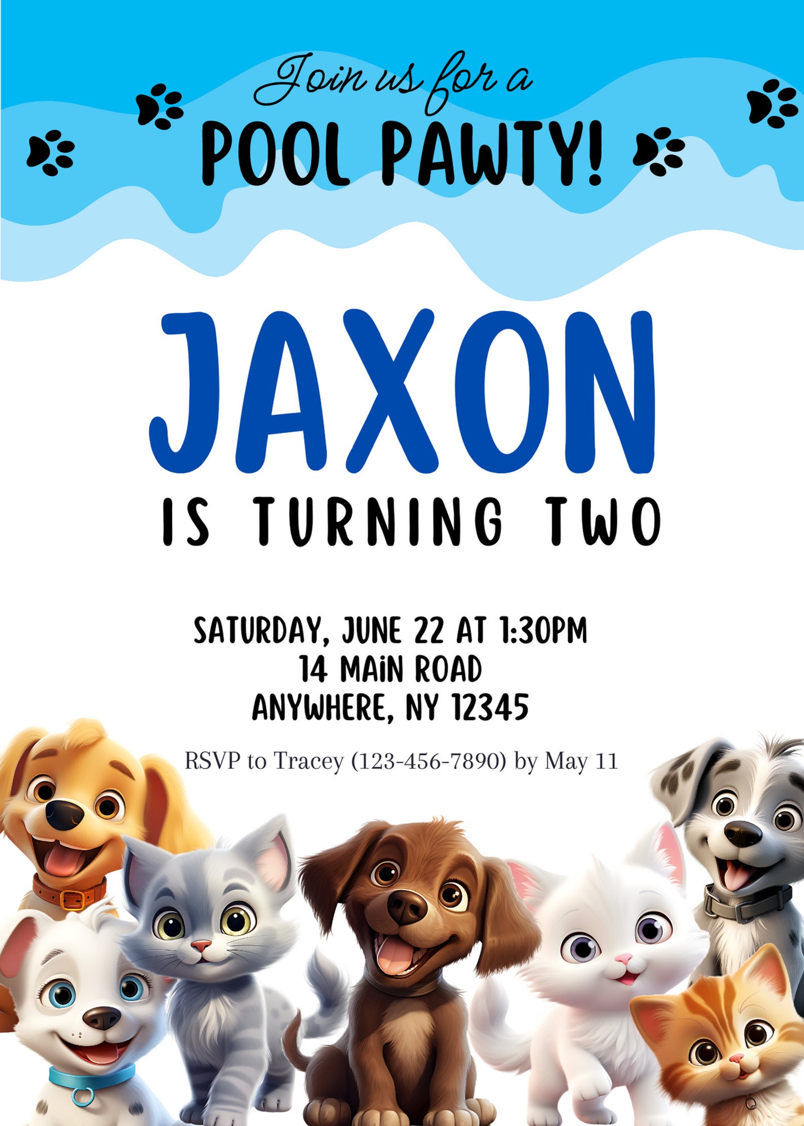 Dog Birthday Invitation, Puppy Pawty Invite, Dog Theme Birthday Invite ...