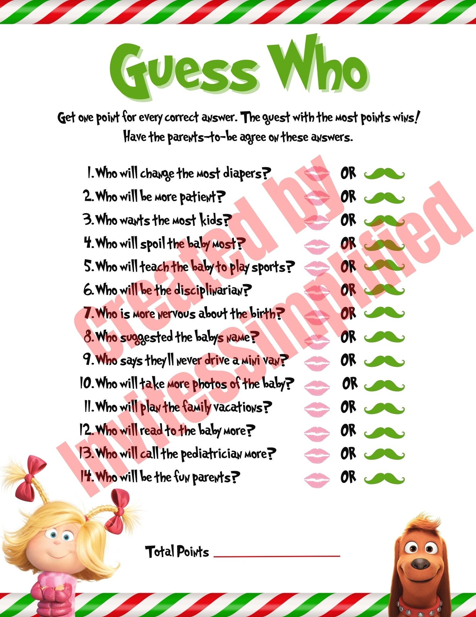 Grinch Baby Shower Games Bundle, Canva Editable Template, Grinchmas 5 ...
