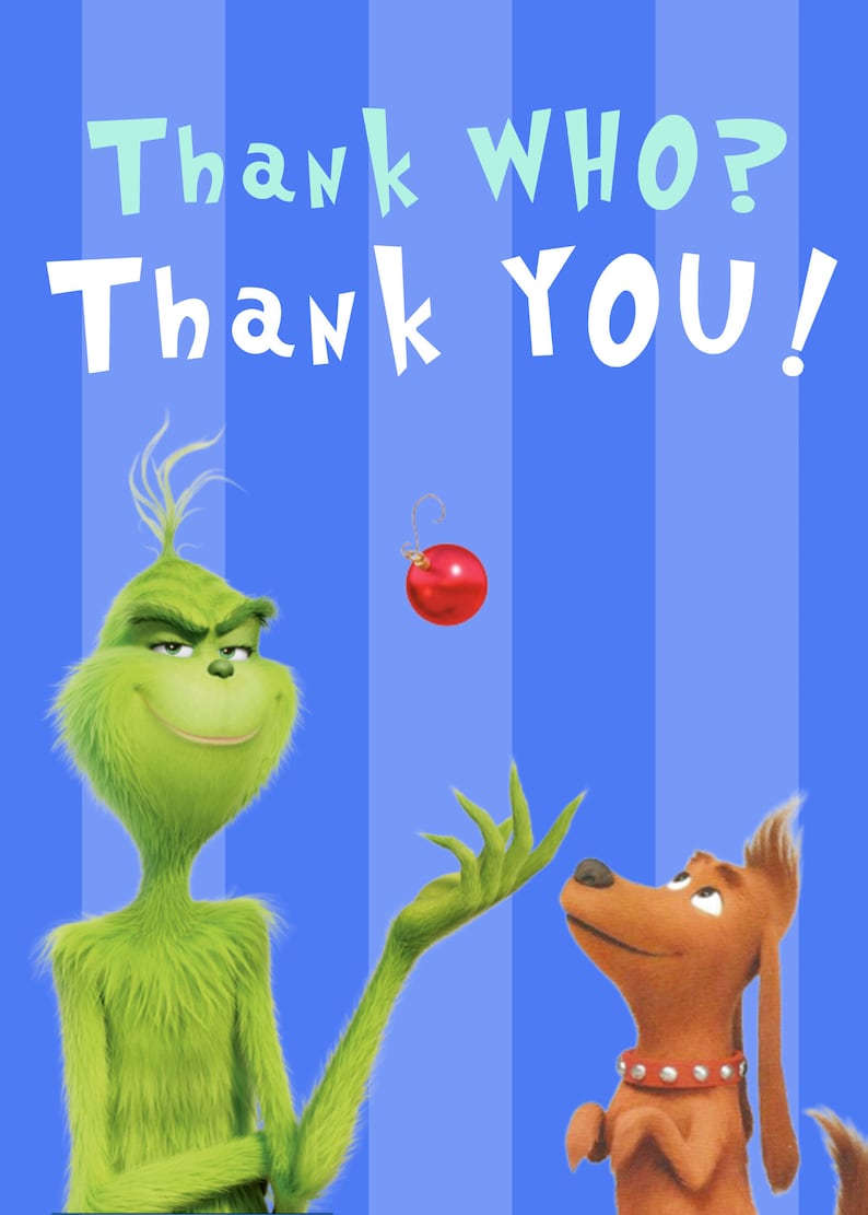Grinch Thank You, Christmas Thank You Card, Baby Shower Thank You ...