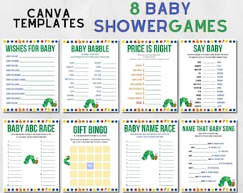 Hungry Caterpillar Baby Shower Game Bundle, Canva Editable Template ...
