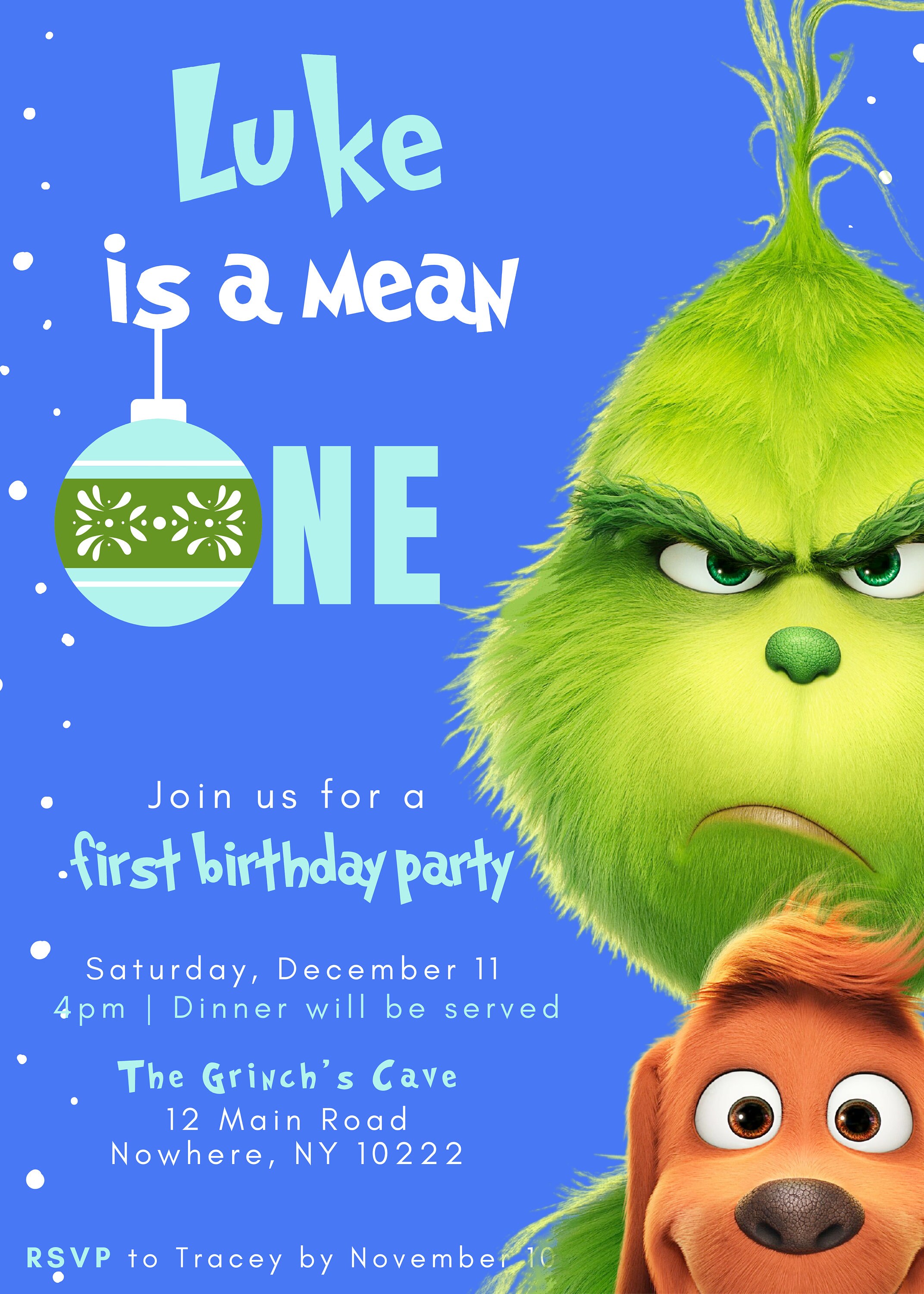 Mean One Birthday Invitation Grinch Christmas Invite - Etsy
