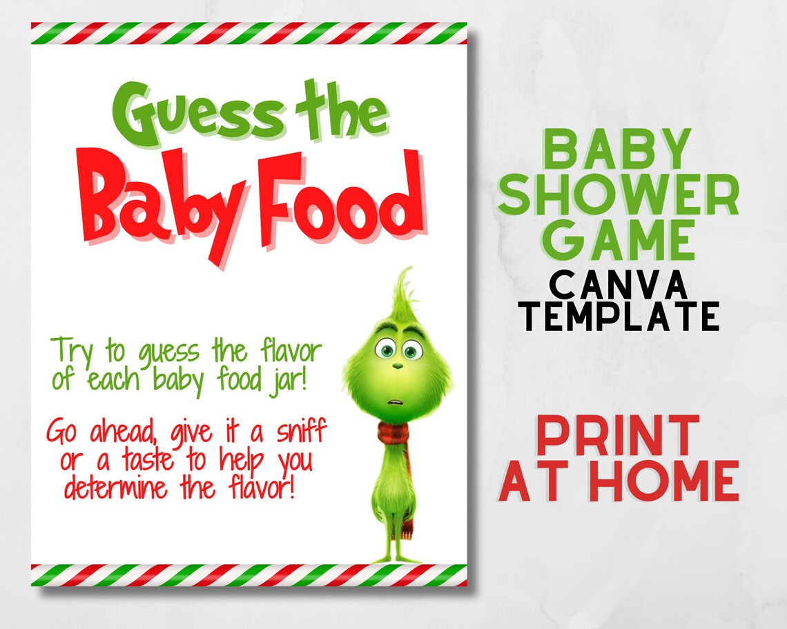 Grinch Baby Shower Game | INSTANT DOWNLOAD | Canva Editable | Grinchmas ...