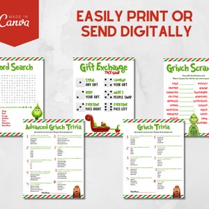 Grinch Game Bundle, INSTANT DOWNLOAD, Canva Editable Template ...