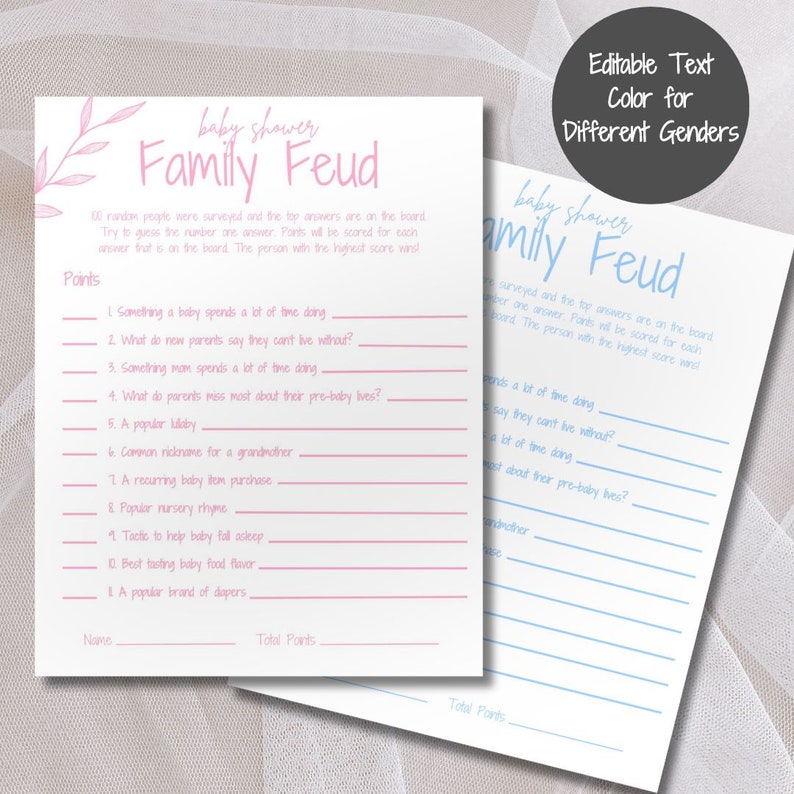 Baby Shower Game Family Feud | Baby Shower Games Printable | Family ...