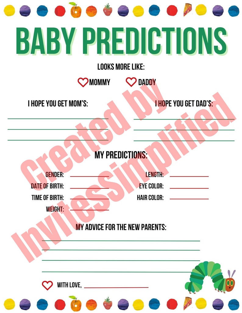 Hungry Caterpillar Baby Shower Game Bundle, Canva Editable Template ...