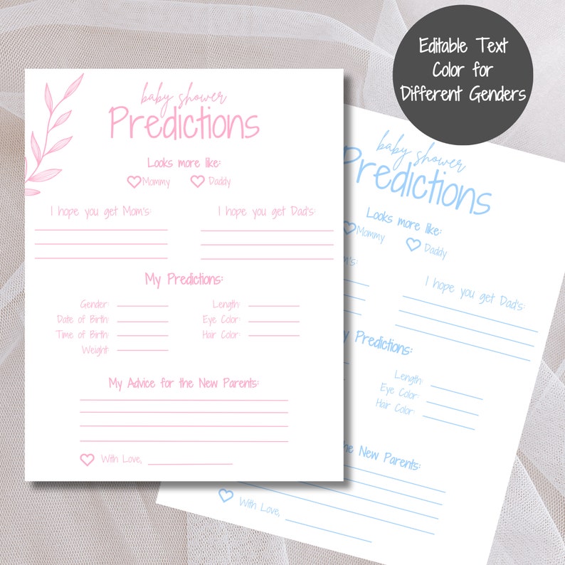 Baby Shower Game Predictions Baby Shower Games Printable Predictions ...