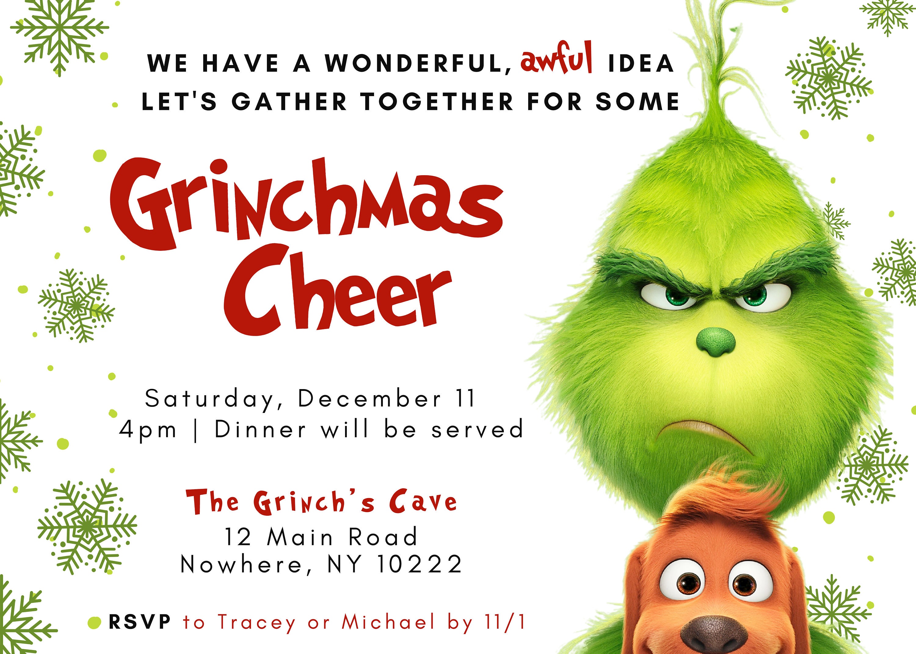 Grinch Christmas Invite, Grinchmas Cookie Exchange, Christmas Party ...