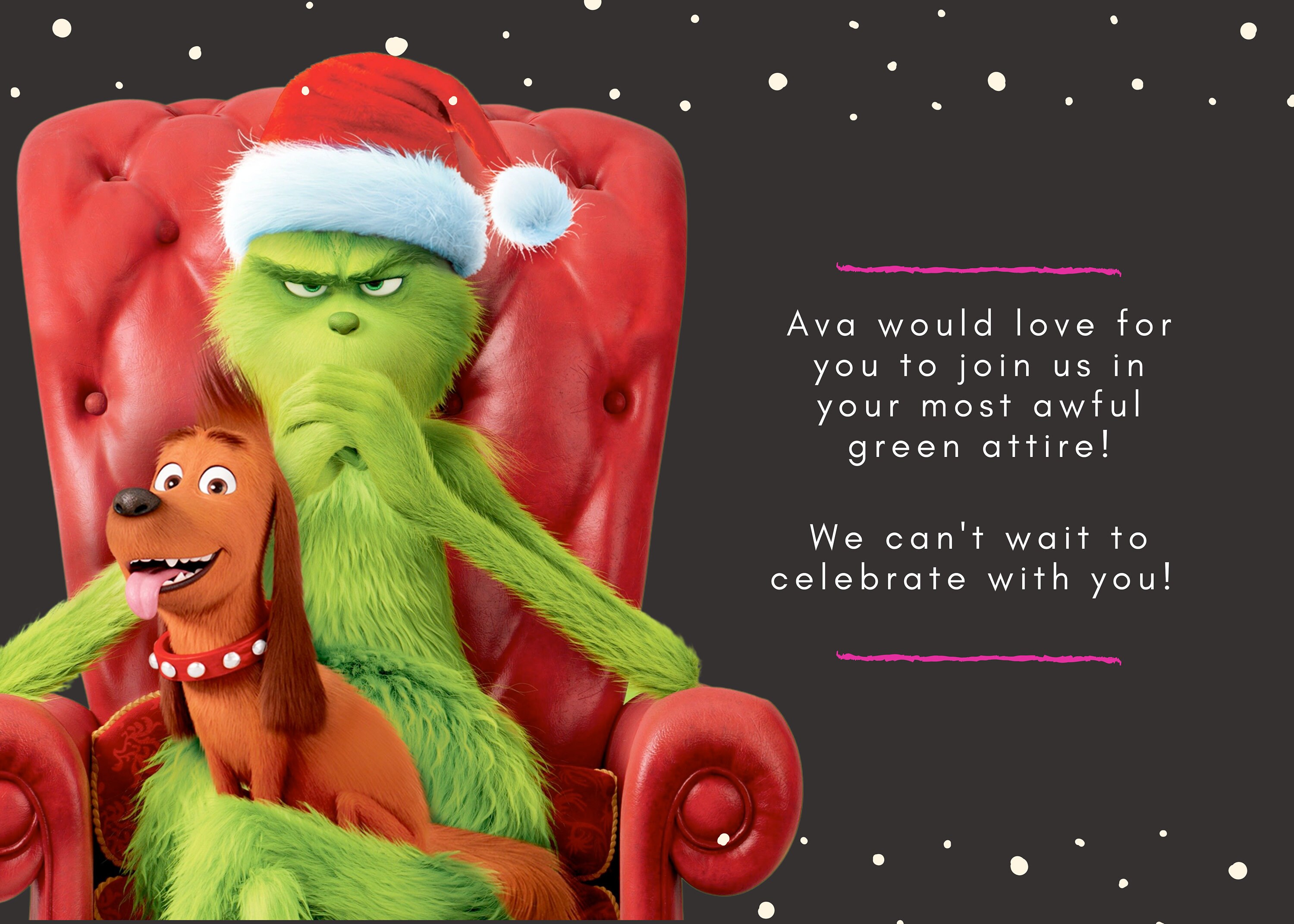 Grinch Christmas Invite Birthday Cheer Party Invitation - INSTANT ...