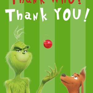 Grinch Thank You, Christmas Thank You Card, Baby Shower Thank You ...