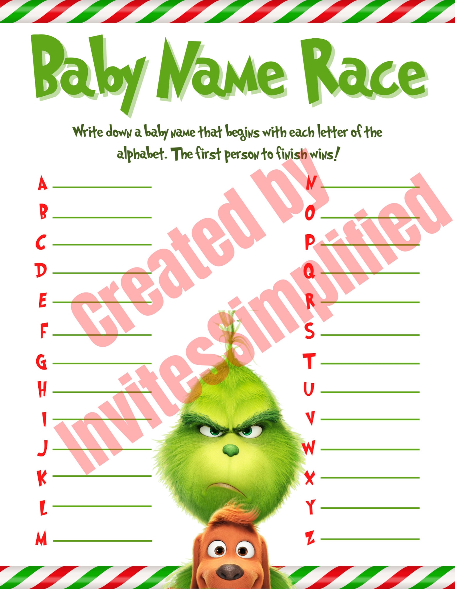 Grinch Baby Shower Games Bundle- INSTANT DOWNLOAD - Canva Editable ...