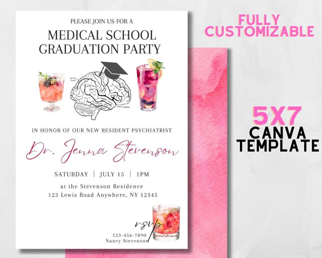 Medical School Graduation Party Invitation - INSTANT DOWNLOAD - Canva ...