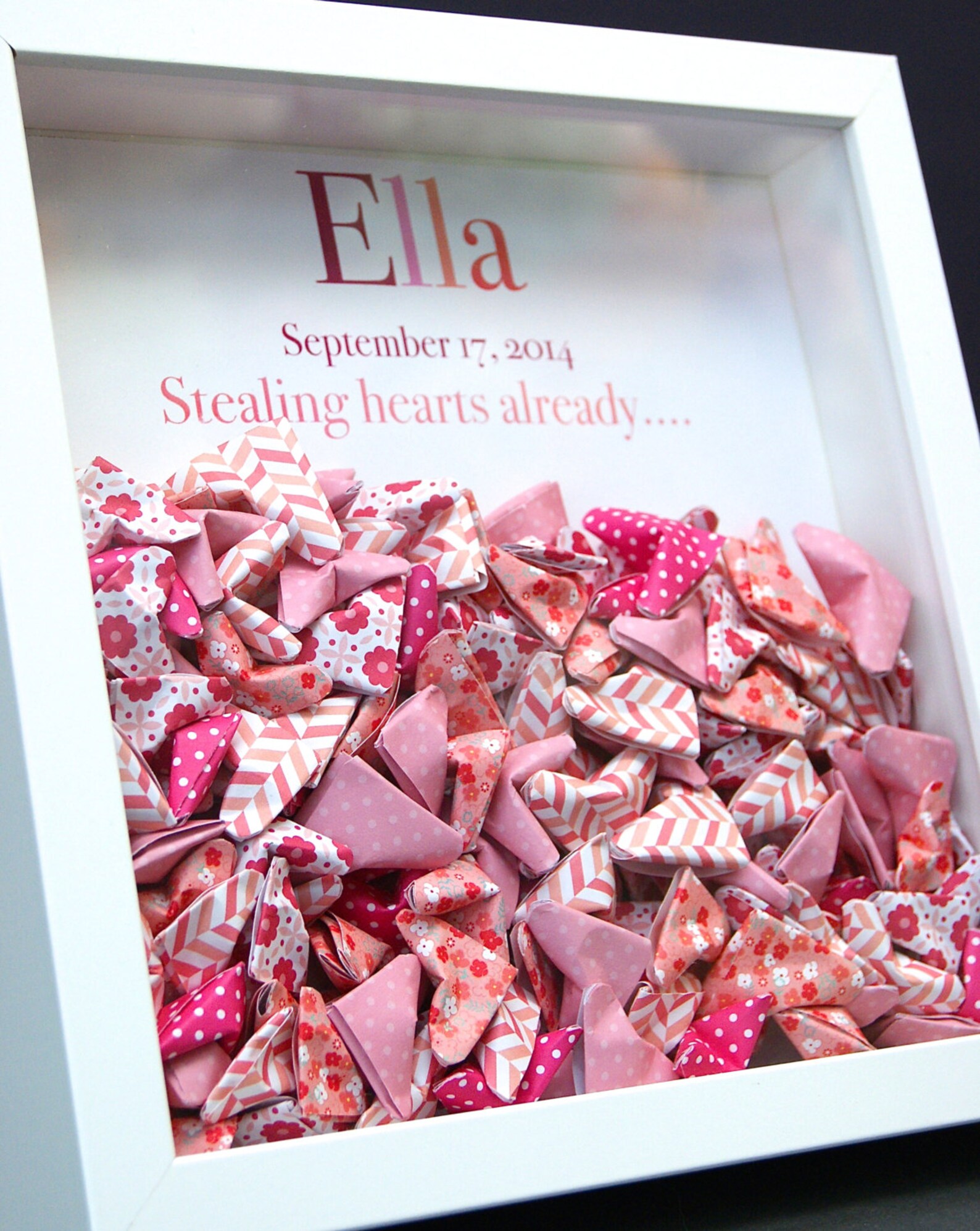 Personalized Baby Girl Name Frame With Paper Lucky Hearts - Etsy Canada