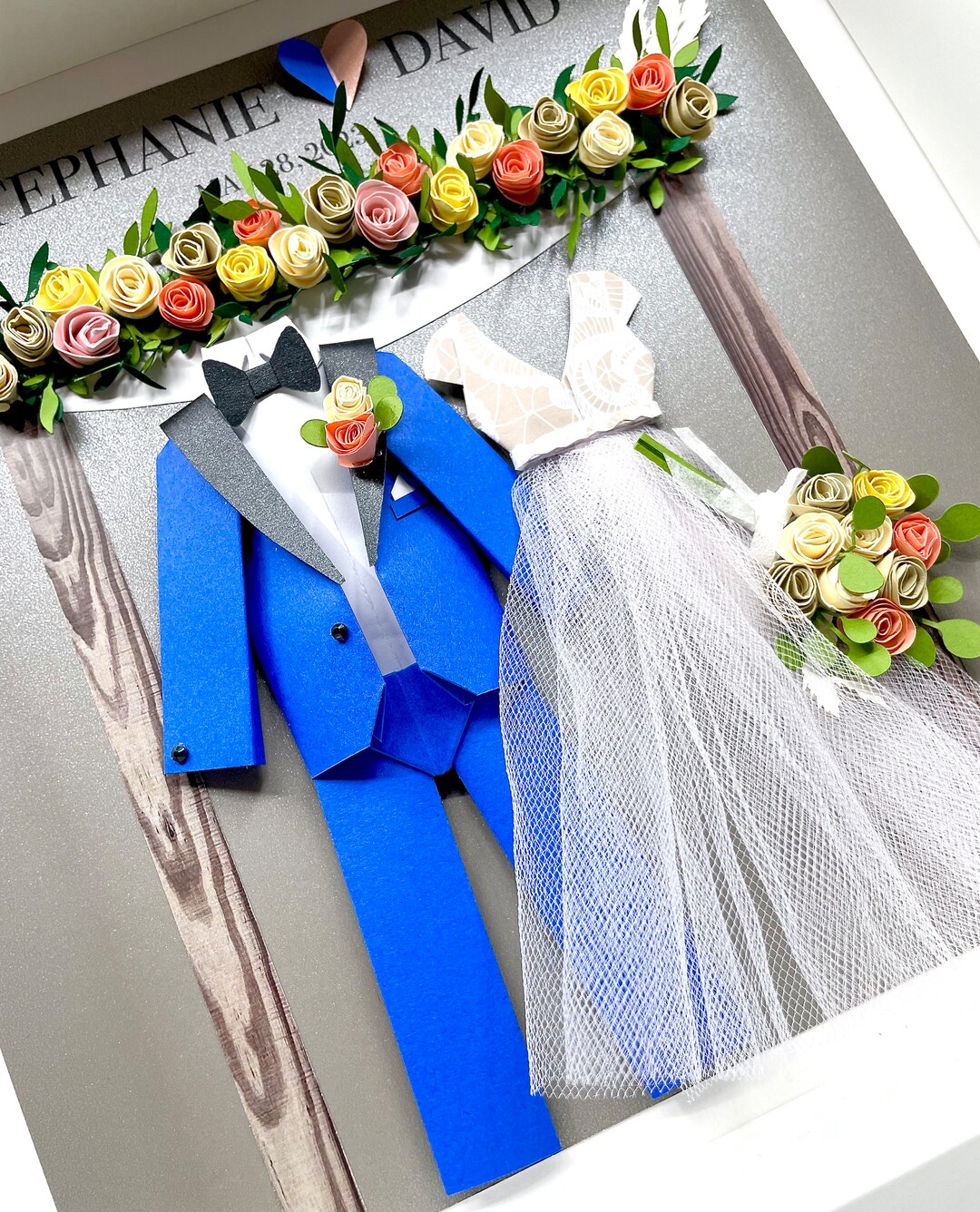 Personalized Bride and Groom Frame, First Anniversary Paper Gift ...