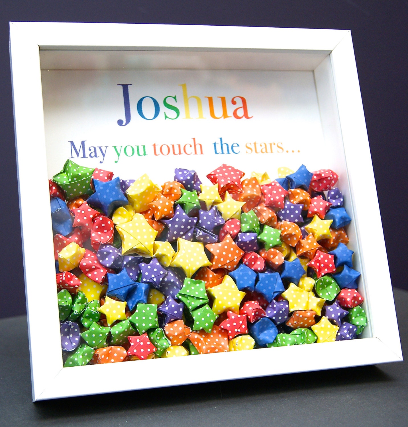 Personalized Name Frame of Paper Lucky Stars in Shadowbox - Etsy Canada