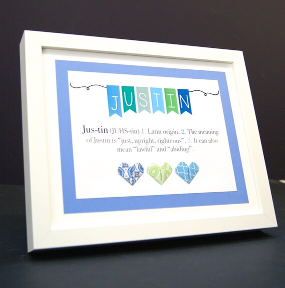Baby Name Frame With Origin and Meaning Custom Paper Art - Etsy