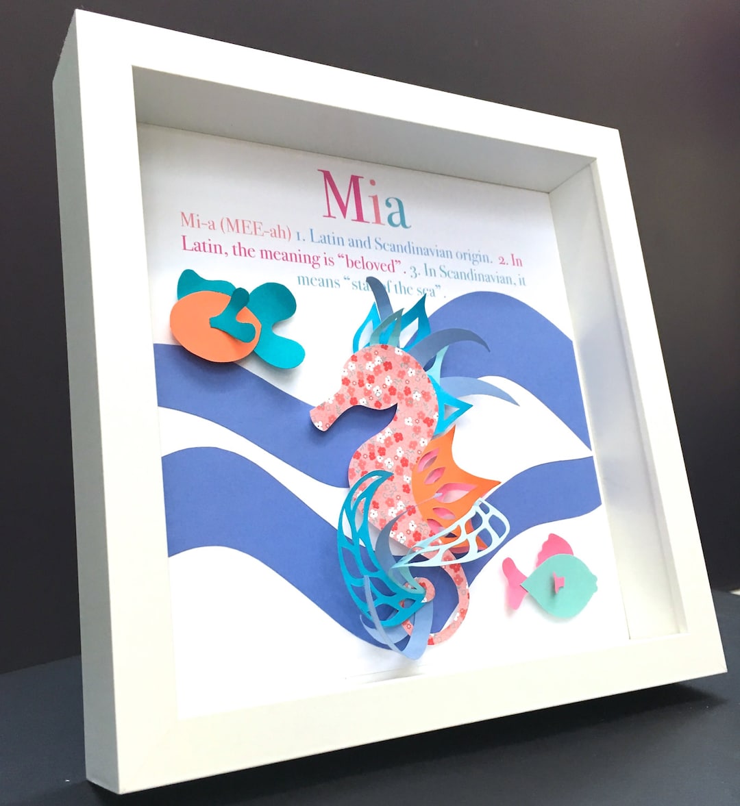 Personalized Baby Girl Name Frame With Seahorse, Name, Origin and ...