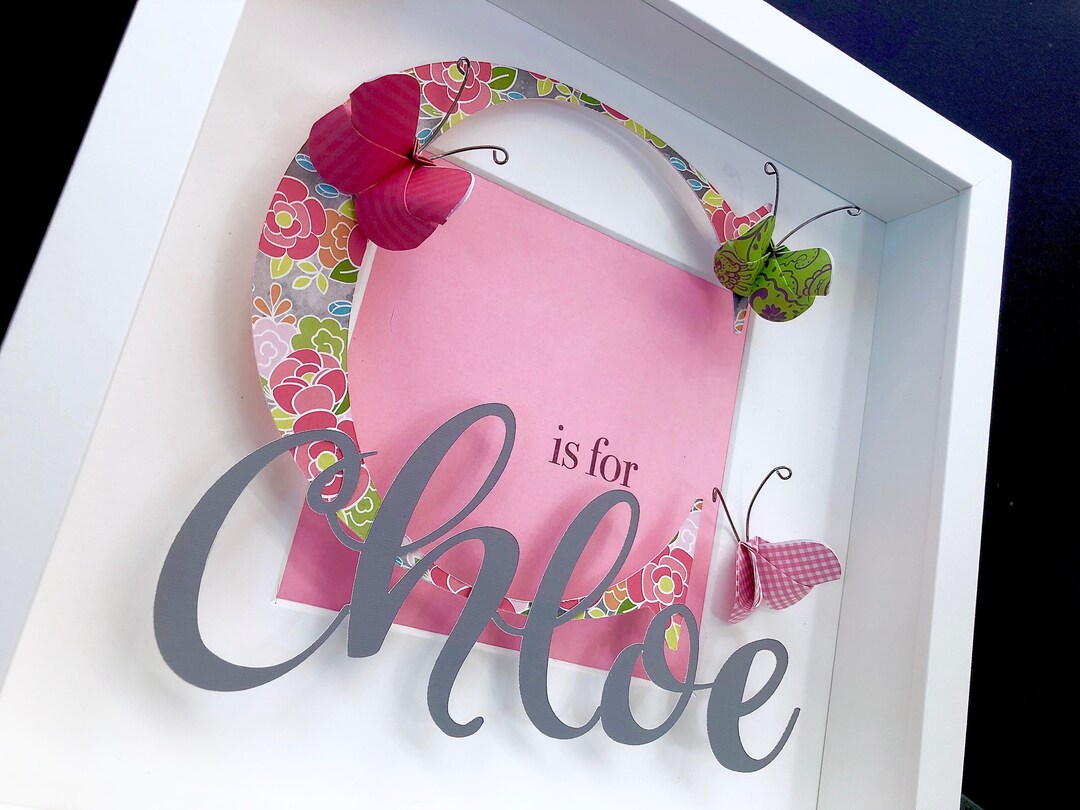 Boho Floral Baby Initial in Frame - Flower Baby Initial With ...