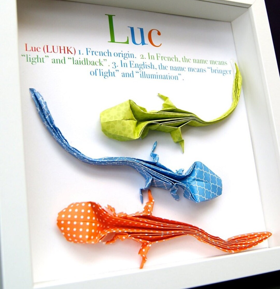 Baby Gecko Frame With Name, Origin & Meaning, Paper Origami Gecko ...