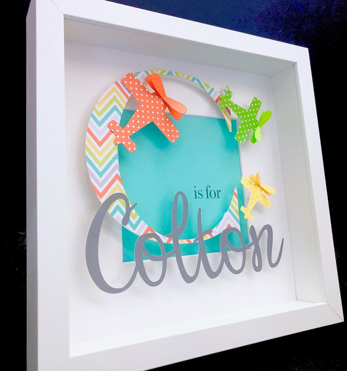 Custom Baby Initials in Airplane Theme, Modern Nursery Wall Decor, Baby ...