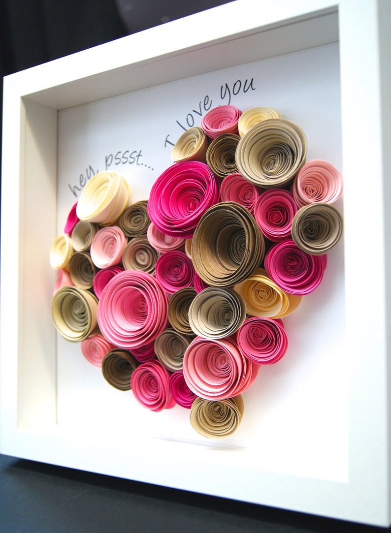 Personalized Valentine's Day Gift, Large Heart Made up of Paper Roses ...