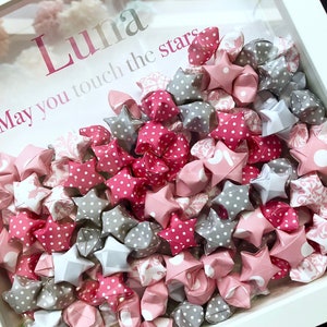 Personalized Name Frame With Pink and Grey Lucky Stars, Baby Girl Frame ...