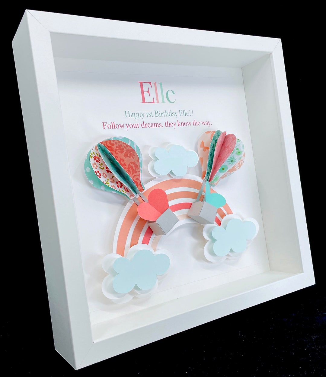 Personalized Baby Girl Name Frame With Hot Air Balloon & - Etsy