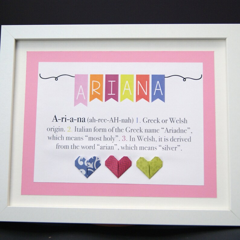 Personalized Baby Frame With Name Origin and Meaning Custom - Etsy