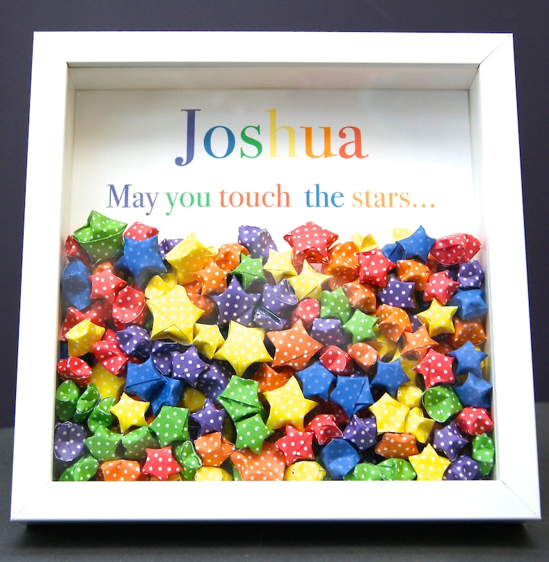 Personalized Name Frame of Paper Lucky Stars in Shadowbox | Etsy