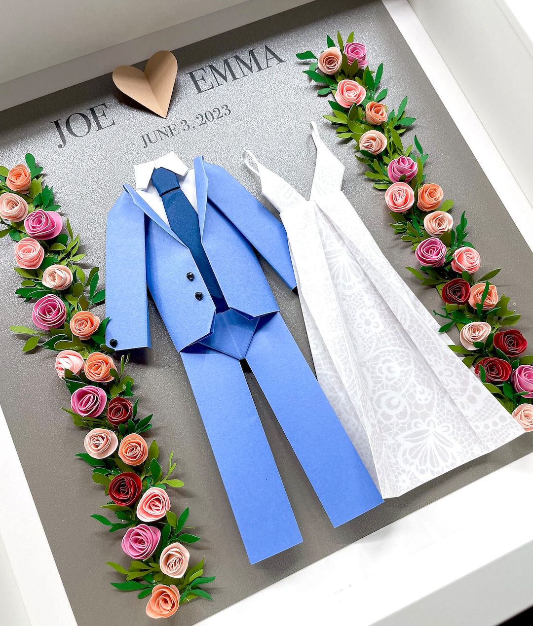 Personalized Bride and Groom Frame, Paper First Anniversary Gift ...