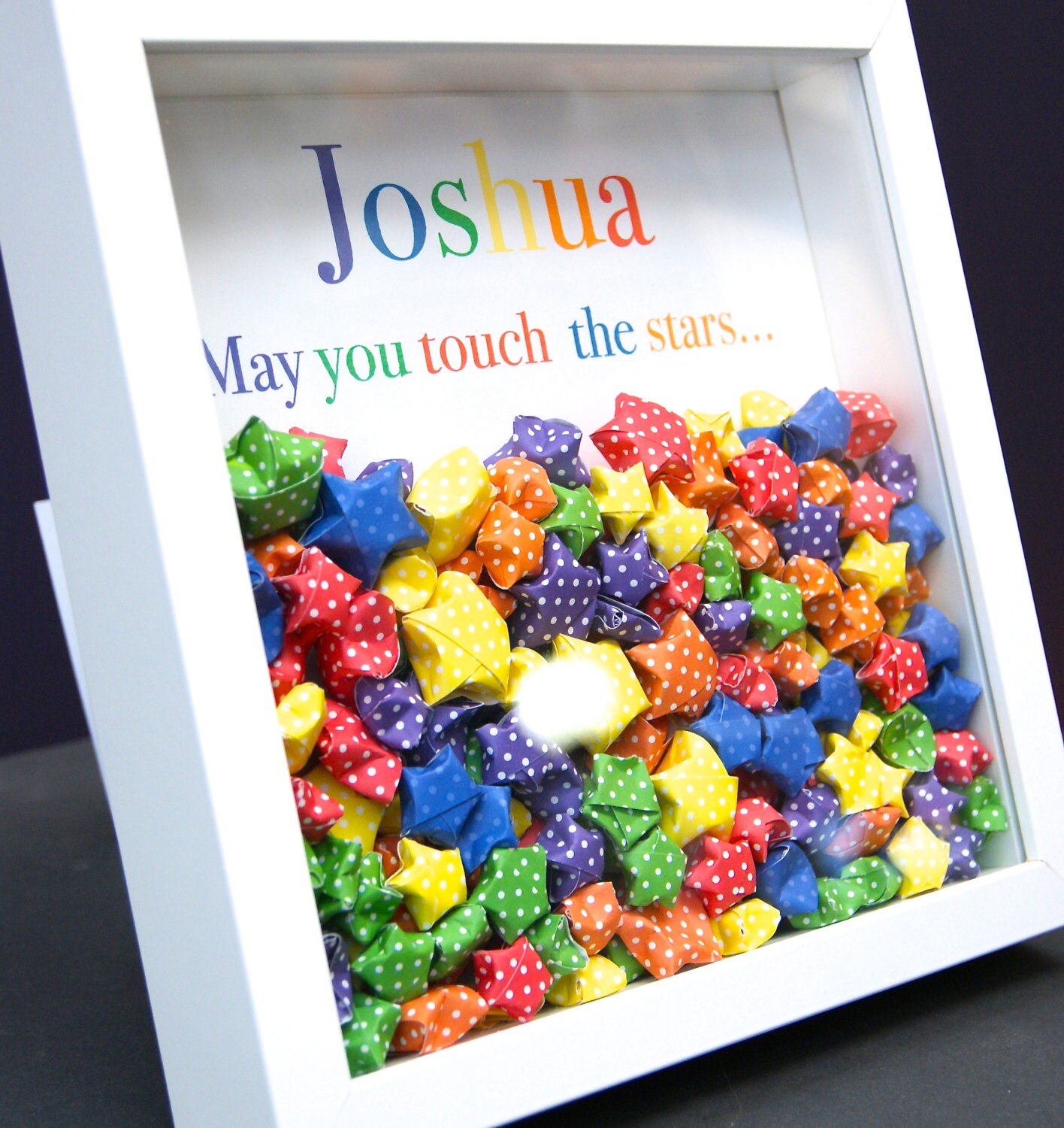 Personalized Name Frame of Paper Lucky Stars in Shadowbox , Custom Art ...