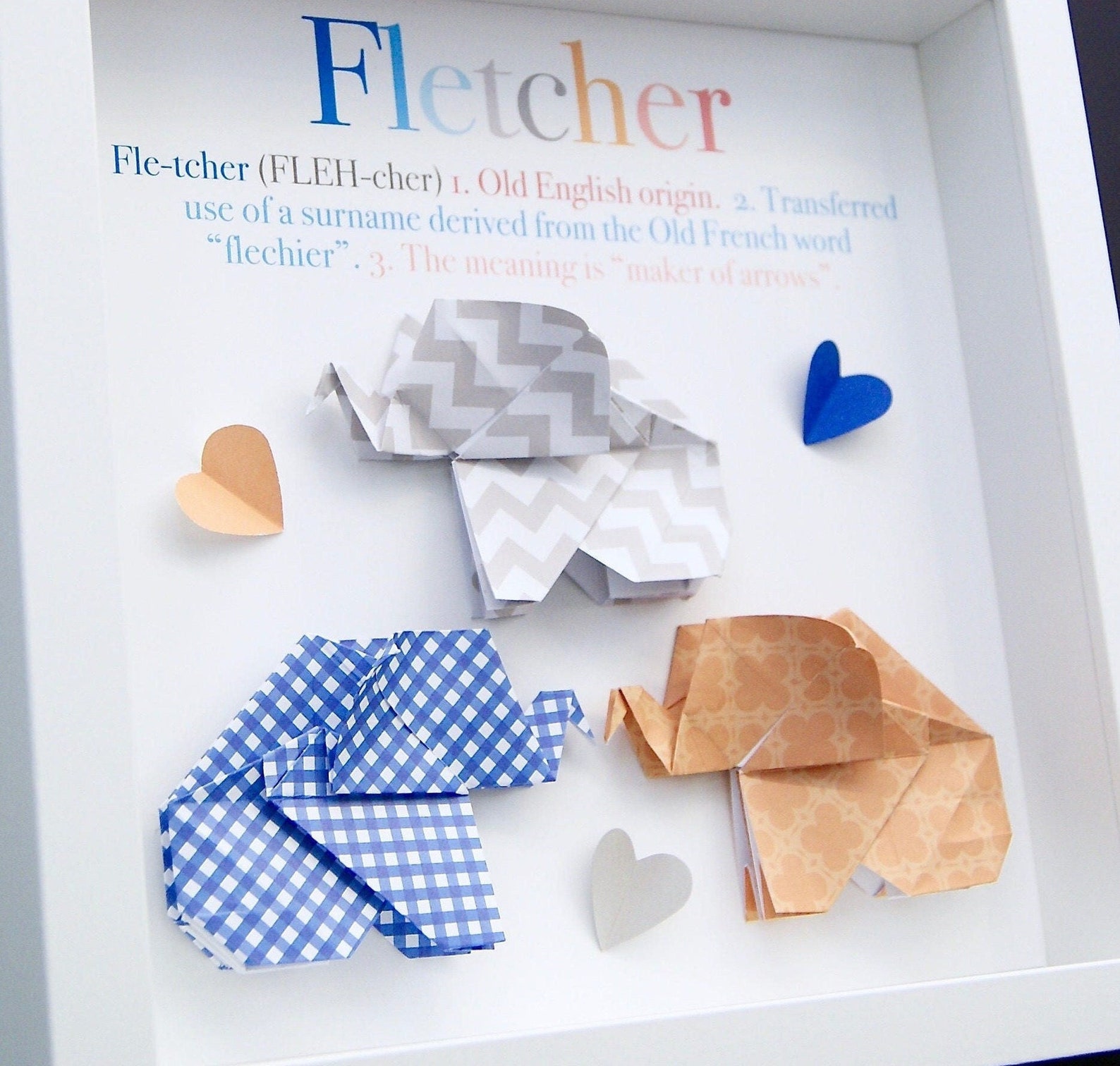 Custom Baby Elephant Frame - Origami Nursery Decor, Personalized Name ...