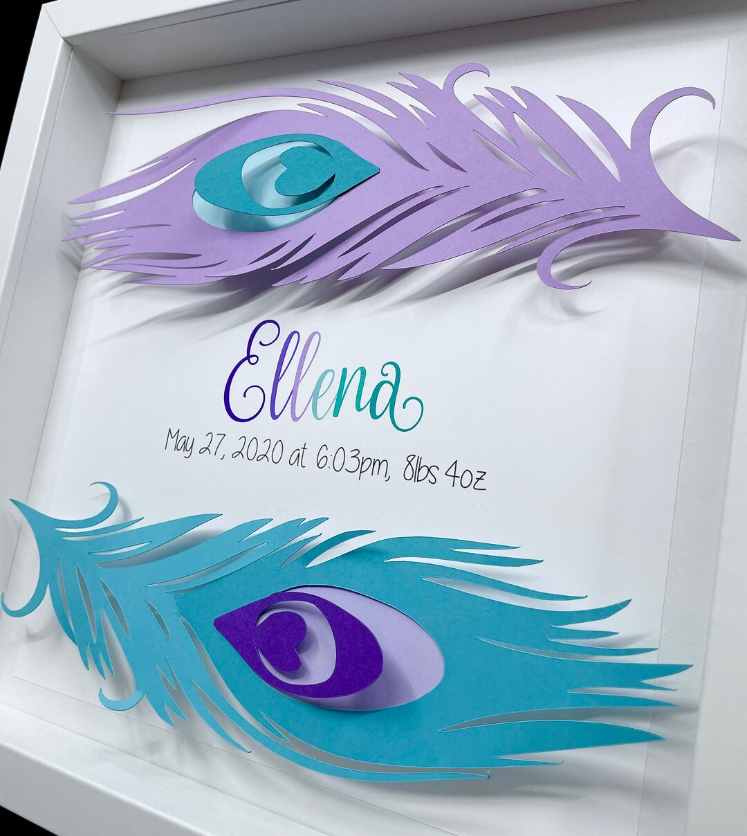 Personalized Baby Girl Name Frame With Boho Peacock Feathers, Name ...