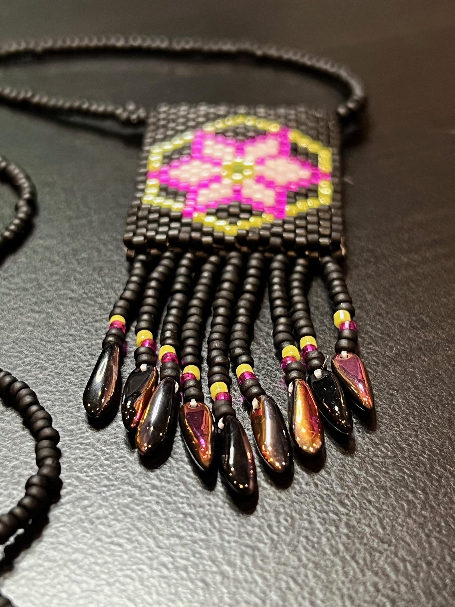 Mini Beaded Amulet Bag Pattern, Star Flower Pattern, Peyote Stitch ...