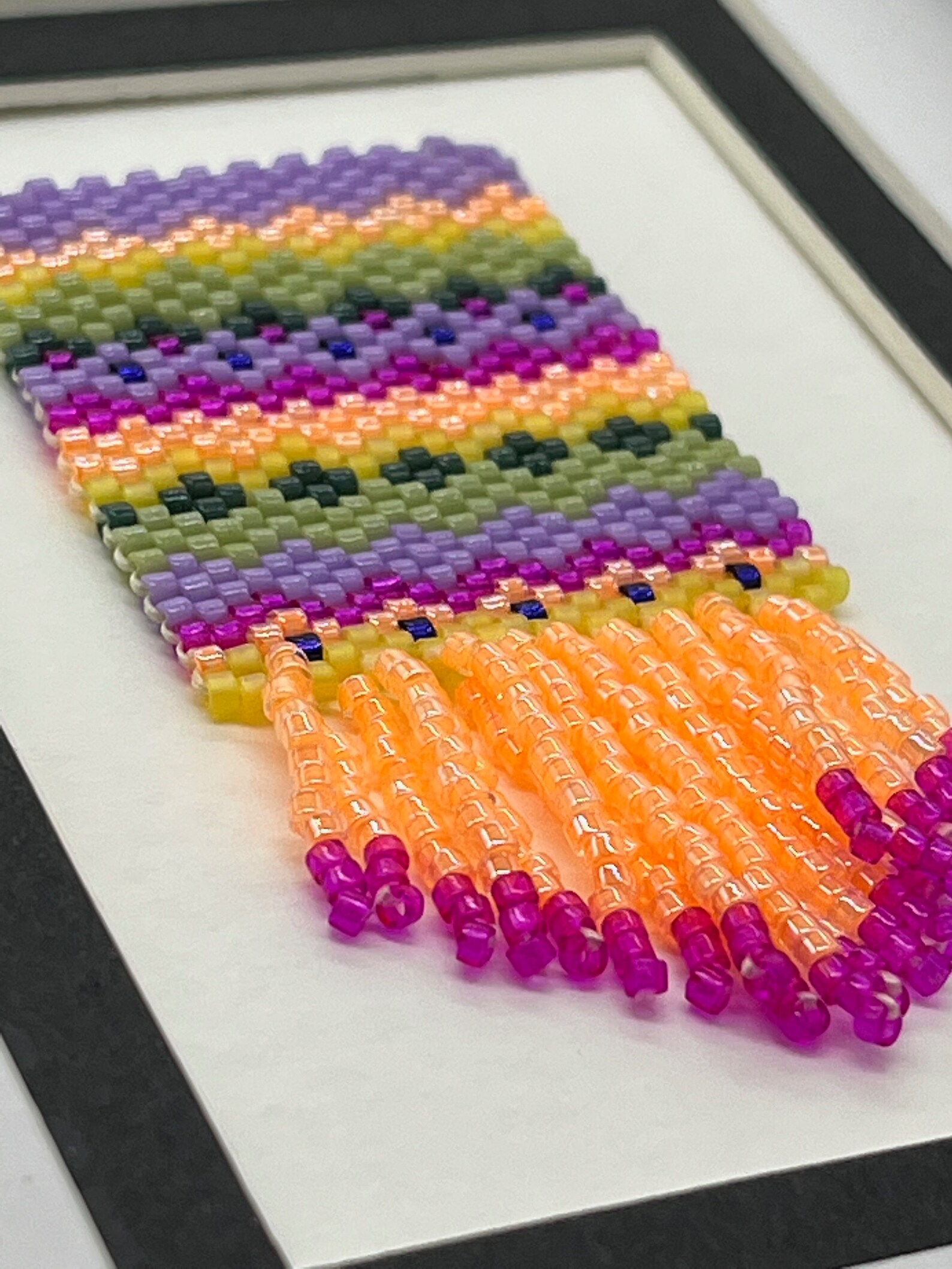 Medium Framed Beaded Art, Southwestern Beadwork, Hand Woven Bead ...