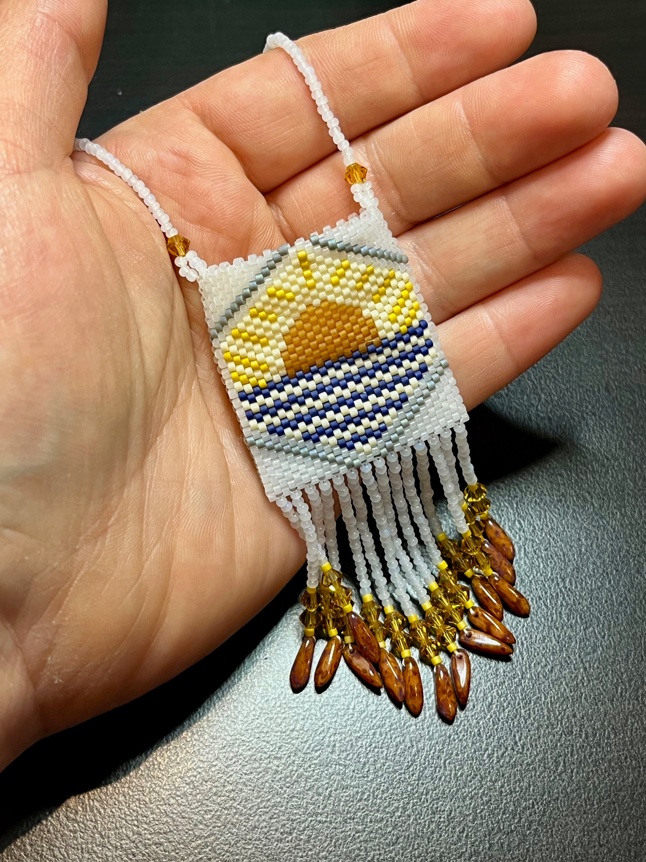 Beaded Amulet Bag Pattern, Sun and Sea Pattern, Necklace Directions ...